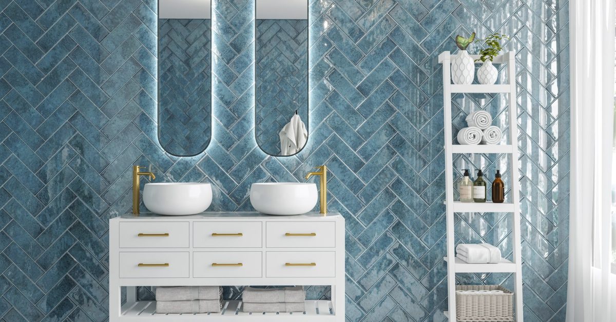 Metro Tiles Como Blue High Gloss 10x30cm - Top Ceramics