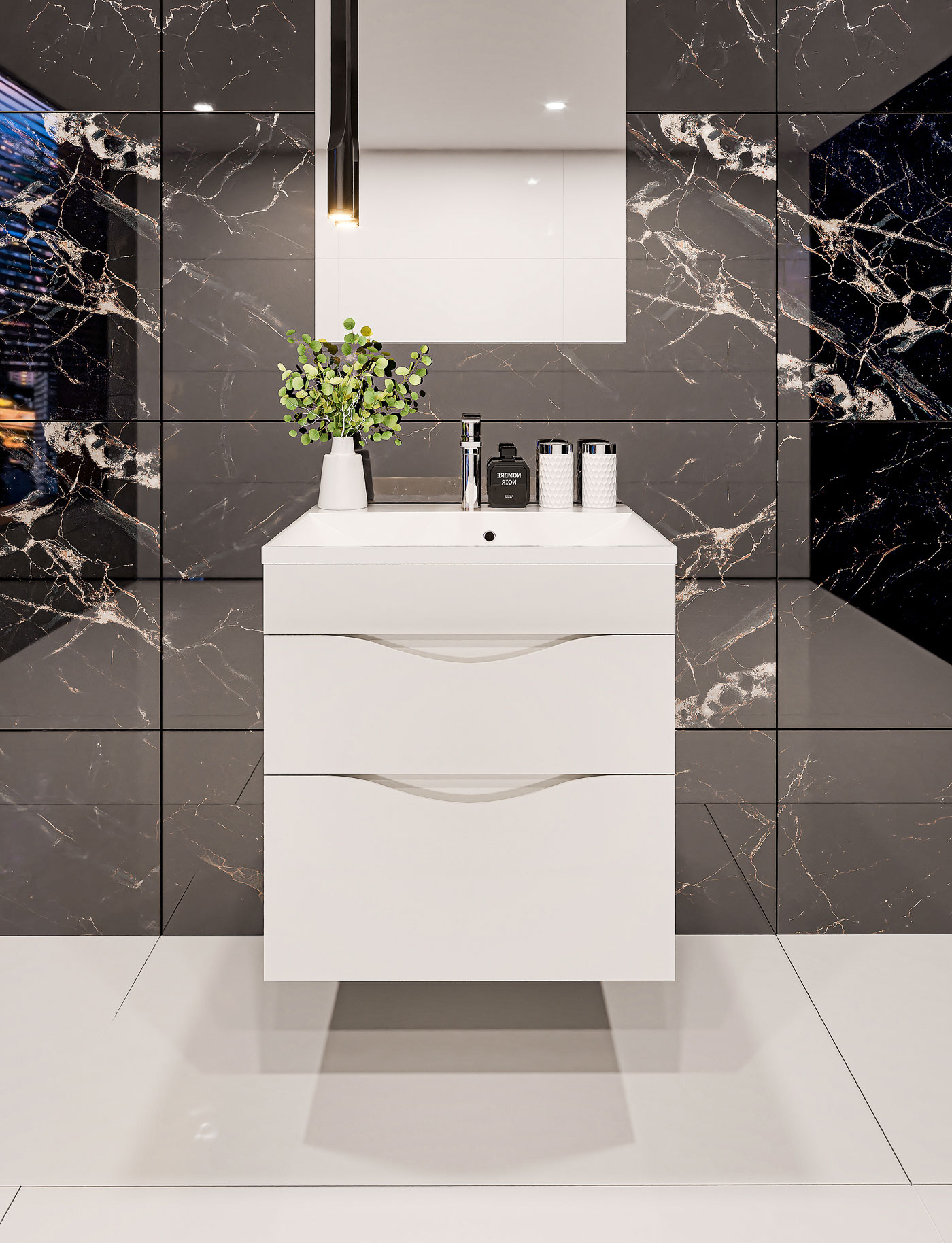 Smile 60cm Gloss white wall hung Vanity unit with Basin - Top Ceramics