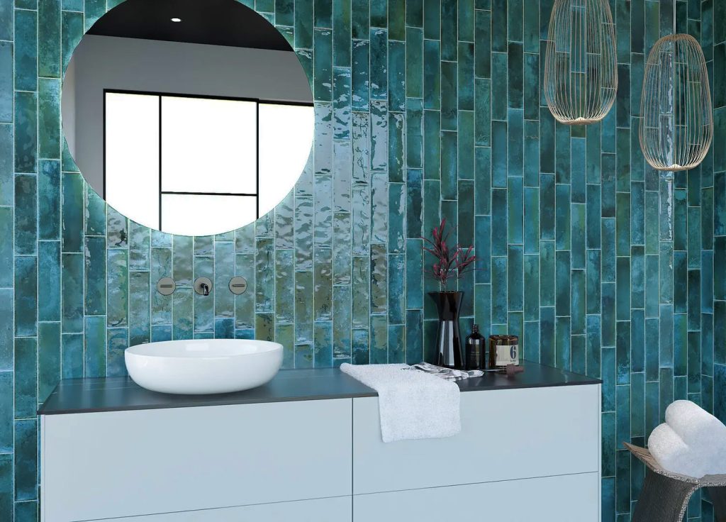 Brunei Turquoise Green Metro Tiles Bumpy High Gloss 6.5x25cm - Top Ceramics