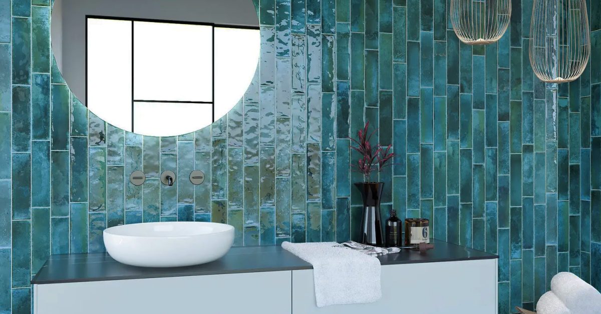 Brunei Turquoise Green Metro Tiles Bumpy High Gloss 6.5x25cm - Top Ceramics