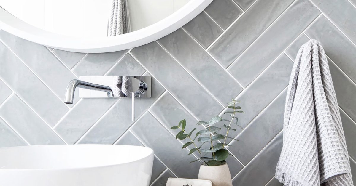 Metro Tiles Light Grey Bumpy Gloss 7.5x30cm - Top Ceramics