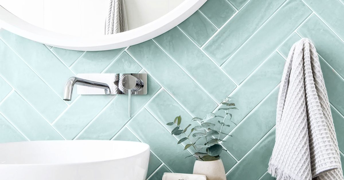 Metro Tiles Light Green Bumpy Gloss 7.5x30cm - Top Ceramics