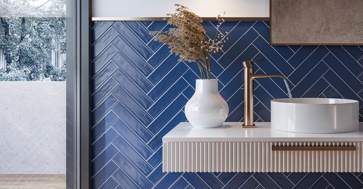 Metro Tiles Navy Blue Bumpy Matt/Satin 7.5x30cm - Top Ceramics