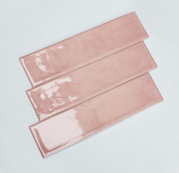 Metro Tiles Lugano Light Pink Bumpy Gloss 7.5x30cm - Top Ceramics